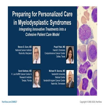 Personalized Care in MDS: Integrating Innovative Treatments Into a ...