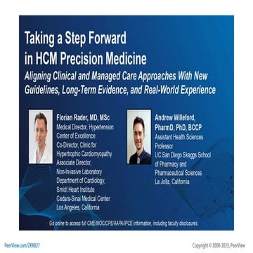 Taking a Step Forward in HCM Precision Medicine: Aligning Clinical and ...
