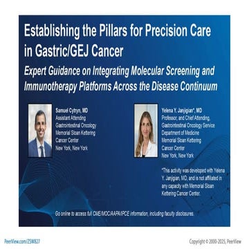 Establishing the Pillars for Precision Care in Gastric/GEJ Cancer ...