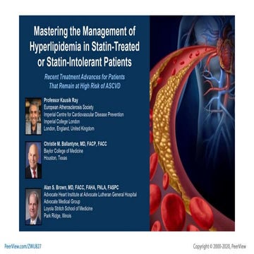 Mastering the Management of Hyperlipidemia in Statin-Treated or Statin ...
