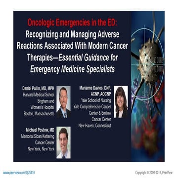 Oncologic Emergencies in the ED: Recognizing and Managing Adverse ...