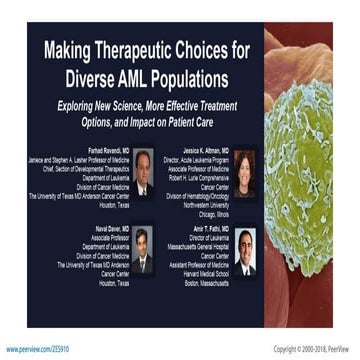 Making Therapeutic Choices for Diverse AML Populations: Exploring New ...