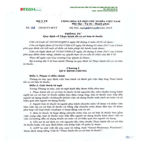 Thông tư 02/2018/TT-BYT về Thực hành tốt cơ sở bán lẻ thuốc | DOCX