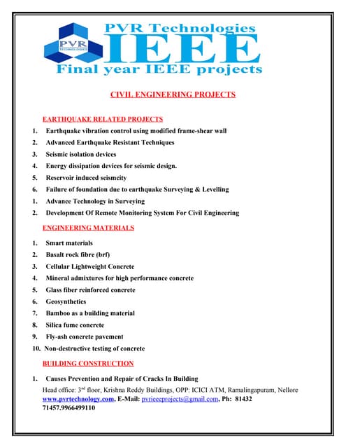 Mini projects for_civil_engineering_(3)_(1) (1) (1) | PDF | Civil ...