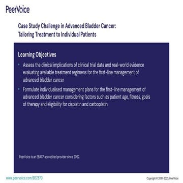 Case Study Challenge in Advanced Bladder Cancer: Tailoring Treatment to ...