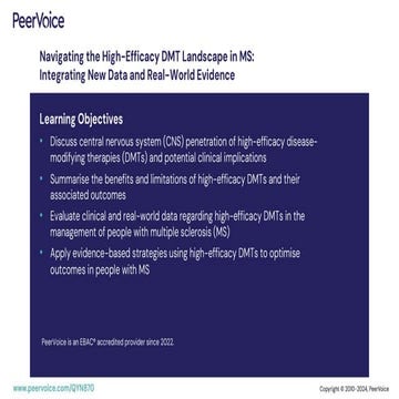 Navigating the High-Efficacy DMT Landscape in MS: Integrating New Data ...