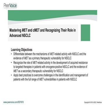 Mastering MET and cMET and Recognizing Their Role in Advanced NSCLC | PPT