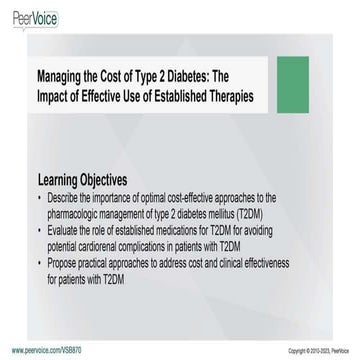 Managing the Cost of Type 2 Diabetes: The Impact of Effective Use of ...