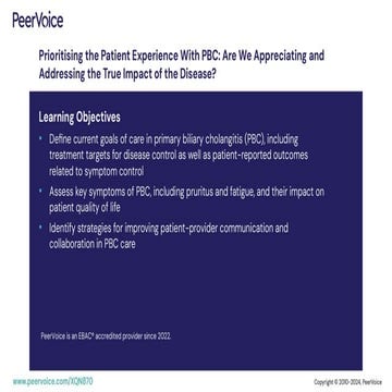 Prioritising the Patient Experience With PBC: Are We Appreciating and ...