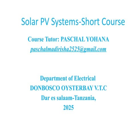 Solar PV Cells, Module and Array | PPTX