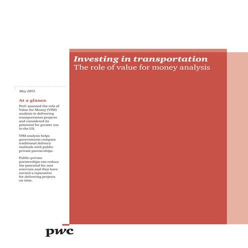 Investing in transportation: The role of value for money analysis | PDF