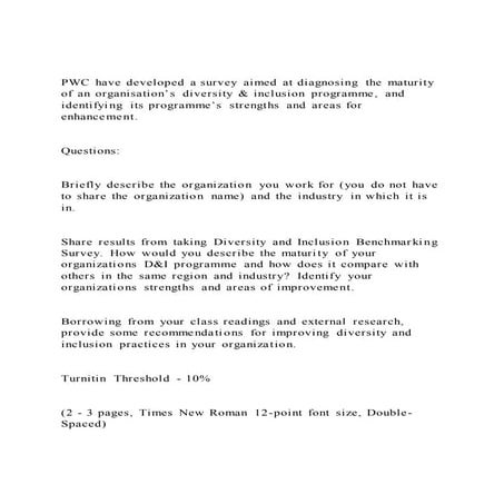 PWC have developed a survey aimed at diagnosing the maturity of | PDF