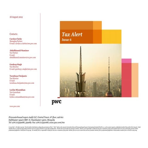 Pwc tax forexpatsinmongolia | PPT