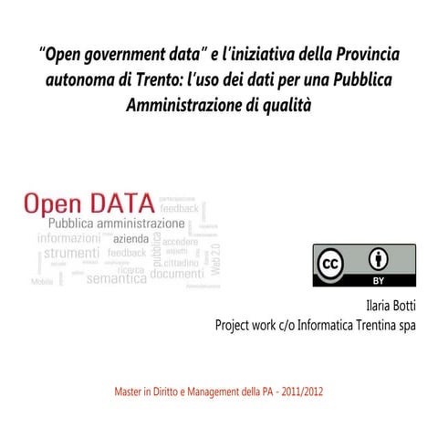 Open Government Data e l'iniziativa della PAT | PPT