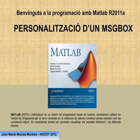 Personalització d'un msgbox de Matlab | PPTX