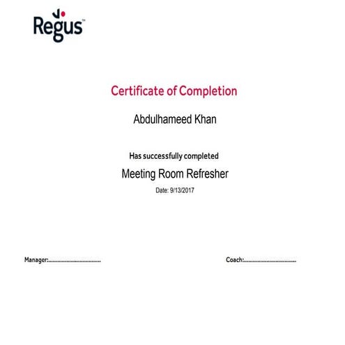 Regus meeting certificate | PDF