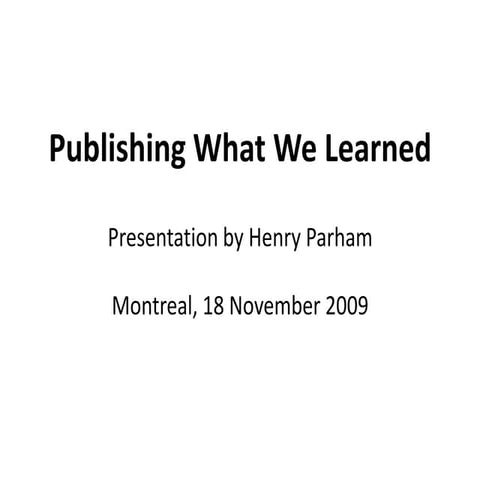 Henry Parham - PWYP Montreal Conference 2009 | PPTX