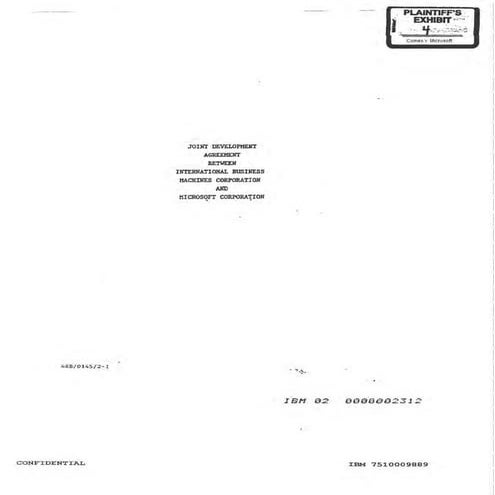 Join Development Agreement Between IBM and Microsoft | PDF