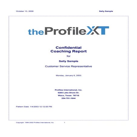 Pxt Coaching Sample Report | PDF