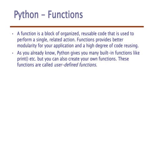 Python Programming Functions And List And Tuples Ppt