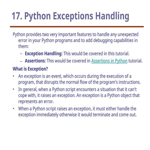 Exception Handling Using Python Libraries Ppt 