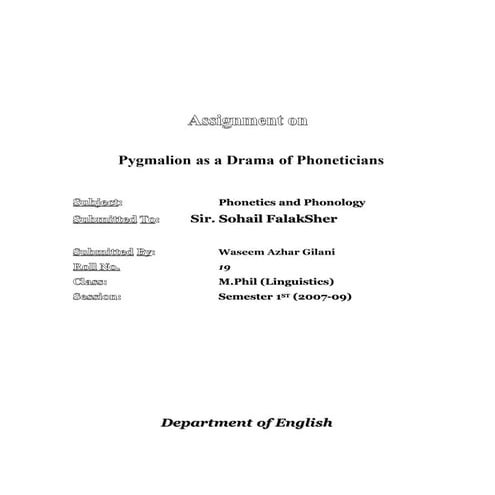 Pygmalion | PDF
