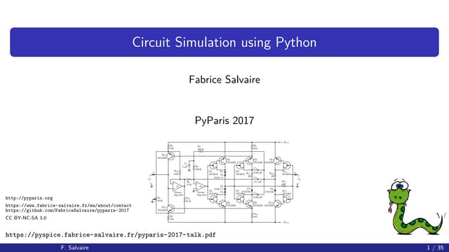 Pyparis2017 Circuit Simulation Using Python By Fabrice Salvaire Pdf