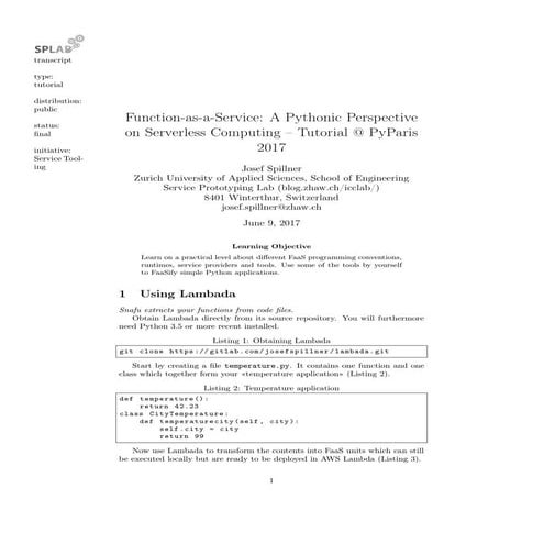 Pyparis2017 Tutorial Transcript Function As A Service A Pythonic Perspective On Severless 