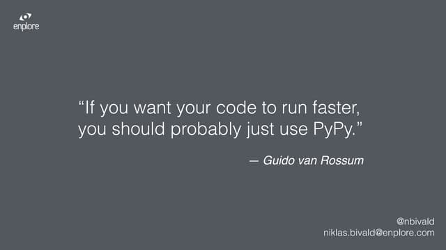 Using Pypy Instead Of Python For Speed Ppt