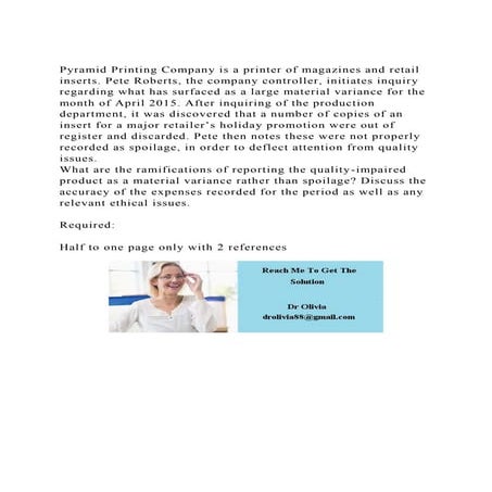 Pyramid Printing Company is a printer of magazines and retail inse.docx