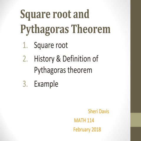 Square Root Pythagoras Theorem | PPT