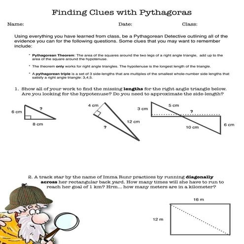 Pythagorean Clues Worksheet | PDF