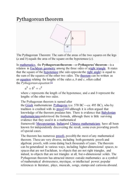 The Pythagorean Theorem | PPT | Physics | Science