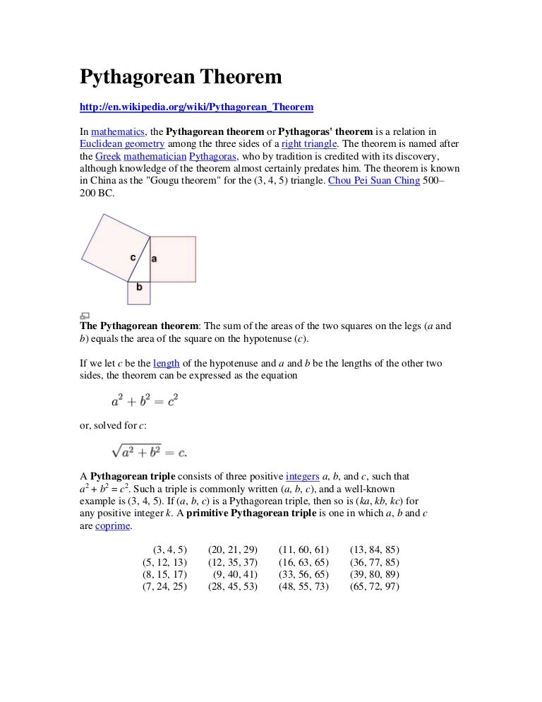 Pythagoras Notes