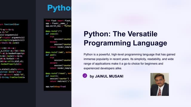Python A Versatile Programming Language Introduction Ppt 6248