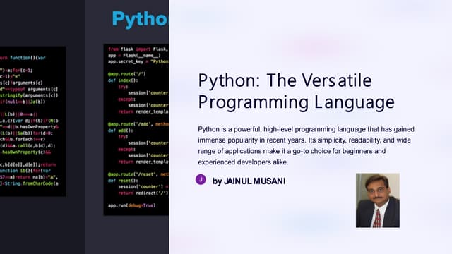 Python: The Versatile Programming Language - Introduction | PPT Python: The Versatile Programming Language - Introduction | PPT