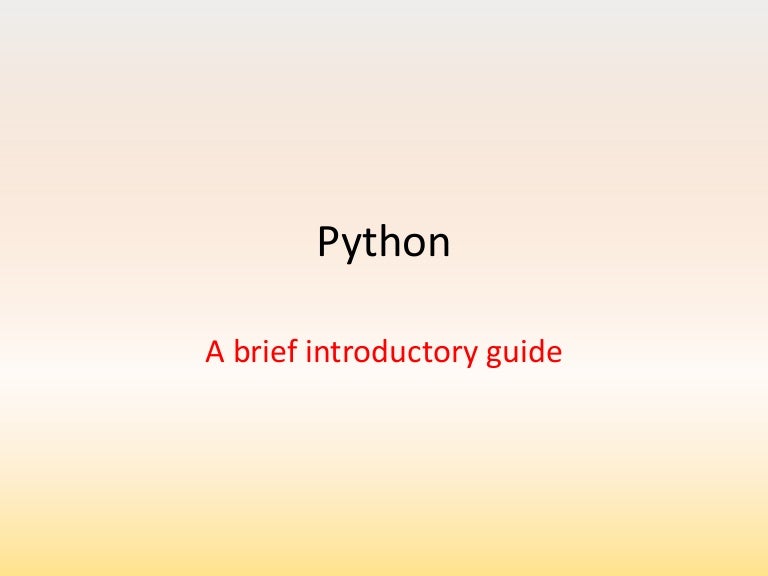Intro to Python