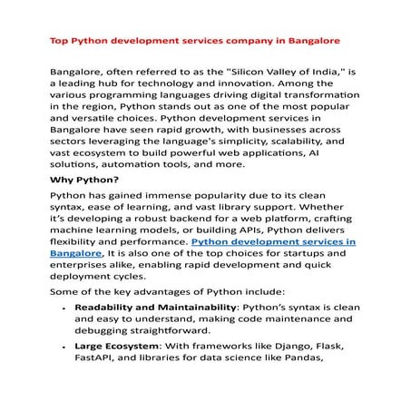 Top Python development services company in Bangalore | PDF