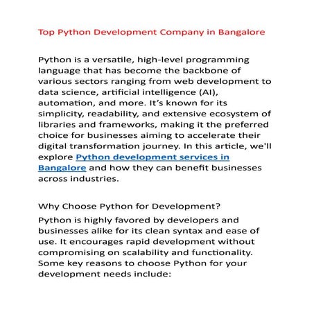 Top Python Development Company in Bangalore | PDF