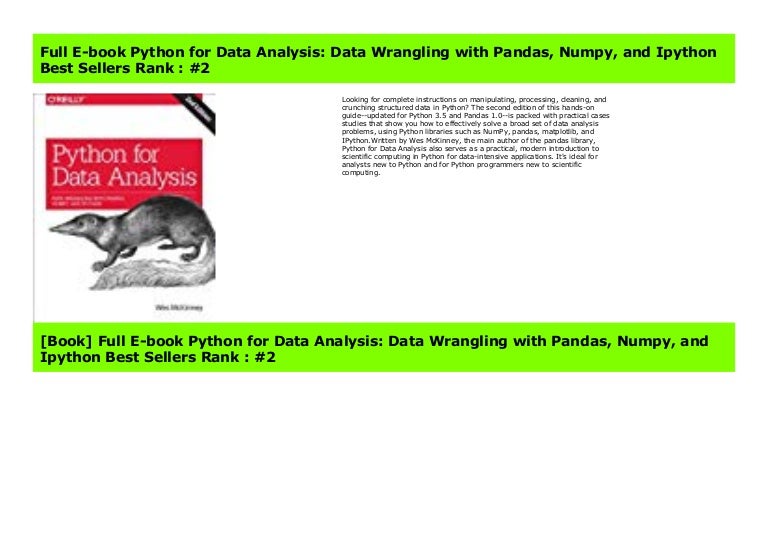 Full E Book Python For Data Analysis Data Wrangling With Pandas N 