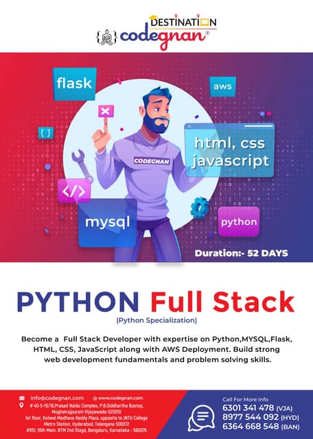 Codegnan Full Stack Python Training In Hyderabad Course Syllabus Pdf