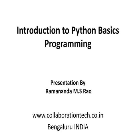 Introduction To Python Basics Programming Ppt 8444