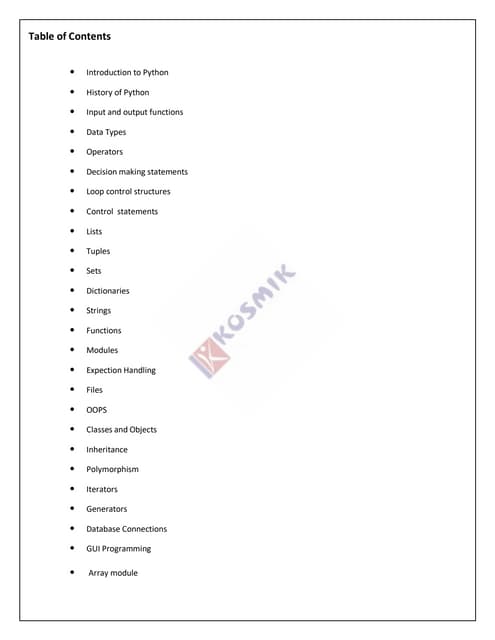 Python Onlineandoffline Training In Kphb Hyderabad 1 1pdf 2662