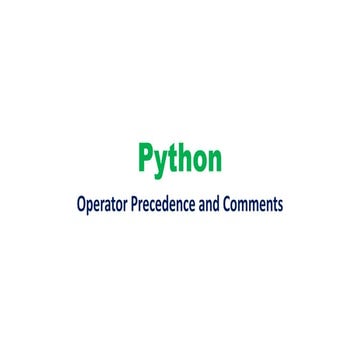 Python Operator Precedence And Comments | Ppt