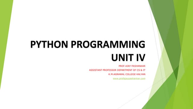 Python Course Programming Unit Iv Pptx Programming Languages Computing