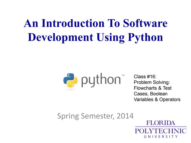 An Introduction To Python Problem Solving Flowcharts And Test Cases 2549