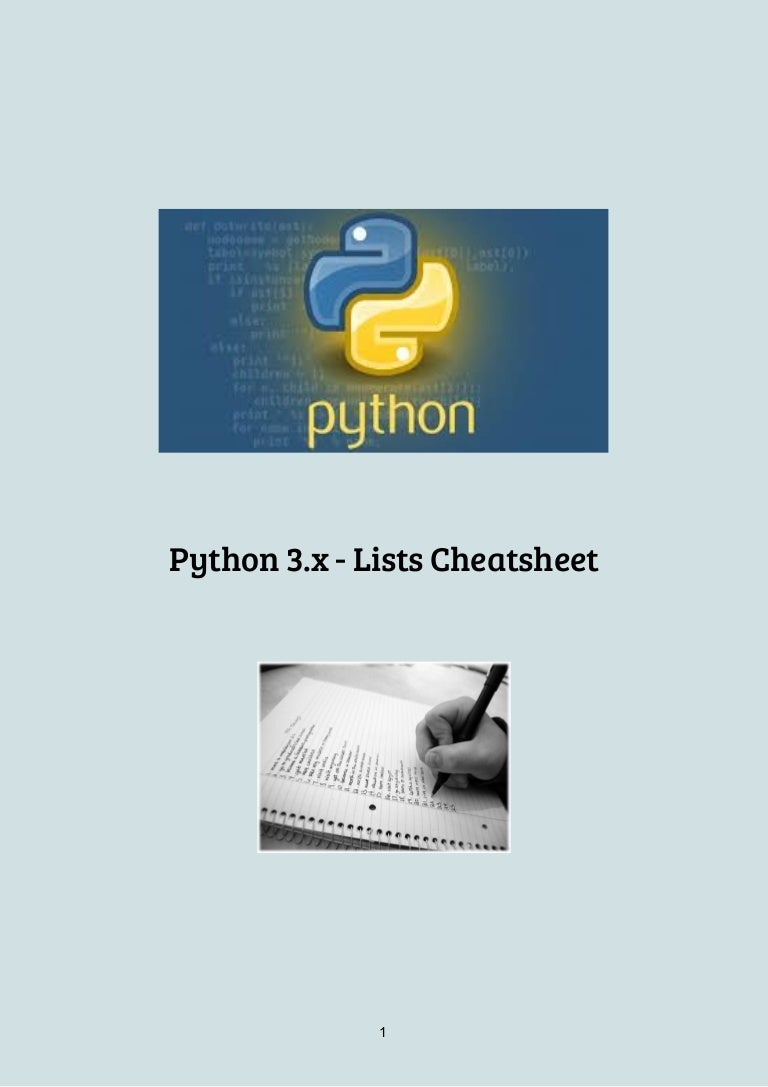 Python 3x Lists Cheatsheet