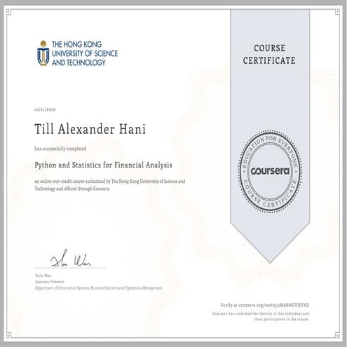 HKUST - Python and Statistics for Financial Analysis | PDF