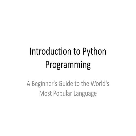 Python Programming ppt | PPT