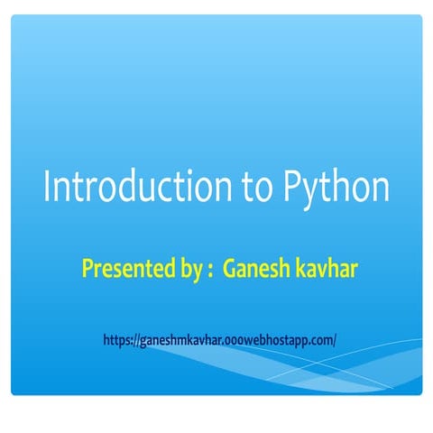 Python By Ganesh Kavhar Ppt 